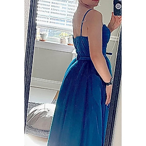 Sevintage Sweetheart Prom Dresses for Teens Spaghetti Straps Dress 2022 Long Tulle Formal Evening Party Dusty Rose US8