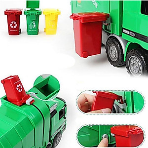 AITING Kids Push Toy Vehicles Garbage Truck's Trash Cans Toys Mini Curbside Vehicle Garbage Bin