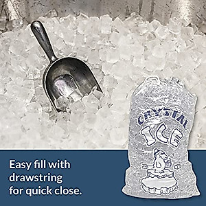 Pinnacle Mercantile 20 lb. Drawstring Ice Bags (30-Count) Heavy-Duty, Puncture-Resistant EVA | Cotton Pull Closure | Disposable, Recyclable | Portable Storage and Freezer Keeper