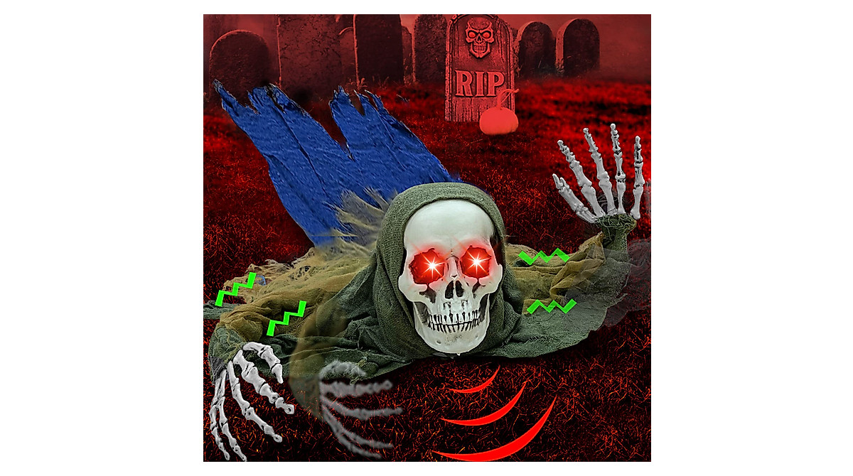52" Crawling Zombie Animatronic Prop - Spooky Halloween Decor