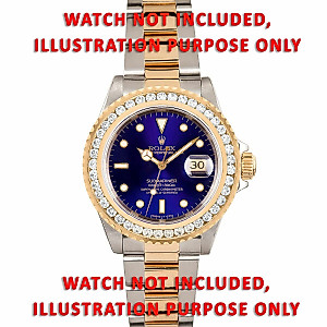 Ewatchparts 3ct Channel Set Diamond Bezel 18K Yellow Gold Compatible With Rolex Submariner, GMT Master 2 With Ridge