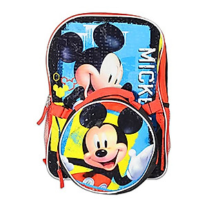 Disney Classics Mickey Mouse Backpack Mickey School Supplies ~ Mickey Lunch Box And Backpack Bundle With Mickey Mouse Stickers And 200+ Highlights Stickers (Mickey Mouse School Bag)