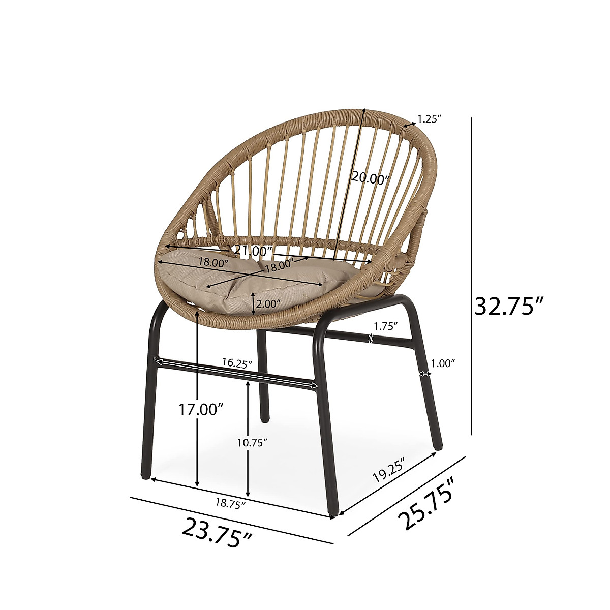 Christopher Knight Home Whitten Dining Chair, Light Brown + Beige
