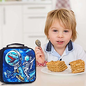 KLFVB 3PCS Dinosaur Backpack for Boys, 16" Kids Bookbag and Lunch Box, Preschool Backpacks for Elementary Students