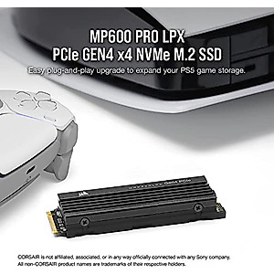 Corsair MP600 PRO LPX 2TB M.2 NVMe PCIe x4 Gen4 SSD - Optimized for PS5 (Up to 7,100MB/sec Sequential Read & 6,800MB/sec Sequential Write Speeds, High-Speed Interface, Compact Form Factor) Black