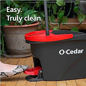 O-Cedar Easywring Microfiber Spin Mop & Bucket Floor Cleaning System with 1 Extra Refill,Red / Gray