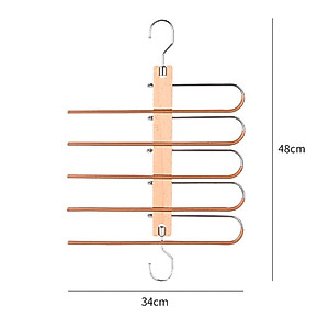 IULJH 5 Layers Clothes Wood Hangers Multifunctional Pants Rack Bedroom Closet Shelves Jeans Non Slip Wardrobe Organizer Space Saving