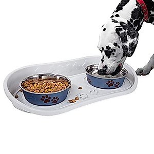 PETMAKER Pet Food Mat – Non-Skid Placemat with Raised Edge for Dog or Cat Food and Water Bowls to Prevent Spills and Messes During Feeding, Pet Supplies