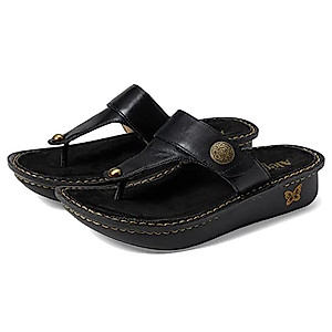 Alegria Womens Carina Coal Leather Thong Sandal 9 M US