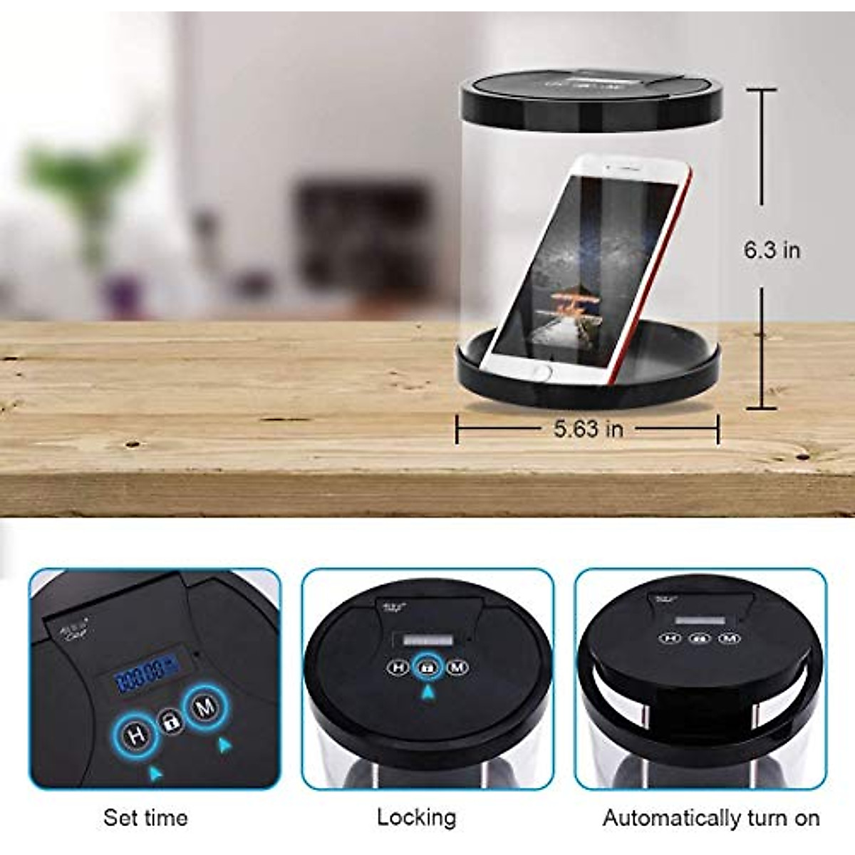Timer Lock Container,Multi-Function Phone Time Lock Box, to Prevent Dependence on Smartphone ,Ideal for Quitting Smoking, Wine, Candy, Excessive Playing of Smartphones and Games