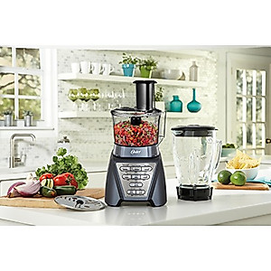 Oster Pro 1200 Blender with Professional Tritan Jar and Food Processor attachment, Metallic Grey