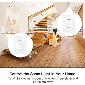 TREATLIFE 3 Way Smart Switch, 2.4Ghz WiFi Smart Light Switch 3 Way Switch Compatible with Alexa, Google Home and SmartThings, Remote Control, ETL, Schedule, Neutral Wire Required 1 Pack