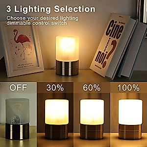 LINNMON Touch Control Table lamp, Mini Size, 3-Way Dimmable Bedside Lamps with Alabaster Glass Shade, Small Desk Lamp for Reading, Bedroom, College Dorm and Kitchen, E26 LED Bulb Included