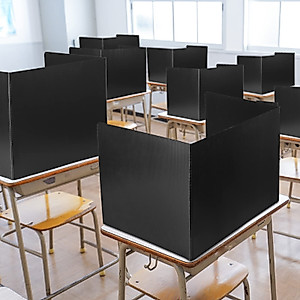 24 Pcs Plastic Privacy Folders for Students Classroom Partitions Divider Shield Desk Privacy Study Carrel Panel Testing Boards, 45.35 x 13.5'' (Black)