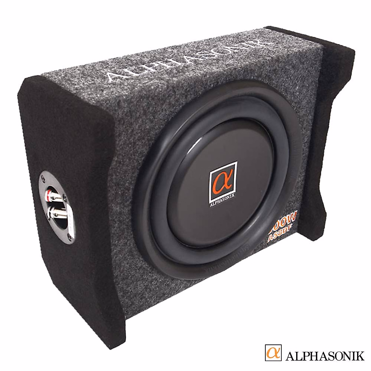 Alphasonik AS8DF 8 inch 600 Watts 4-Ohm Down Fire Shallow Mount Flat Enclosed Sub woofer for Tight Spaces in Cars and Trucks, Slim Thin Loaded Subwoofer Air Tight Sealed Bass Enclosure
