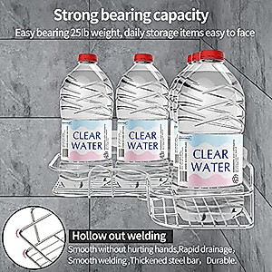 2 Pack Corner Shower Caddy Shelf, No Drilling Heavy Duty Corner Shower Basket Adhesive Stainless Steel Bathroom Shower Organizer for Kitchen, Bathroom, Toilet