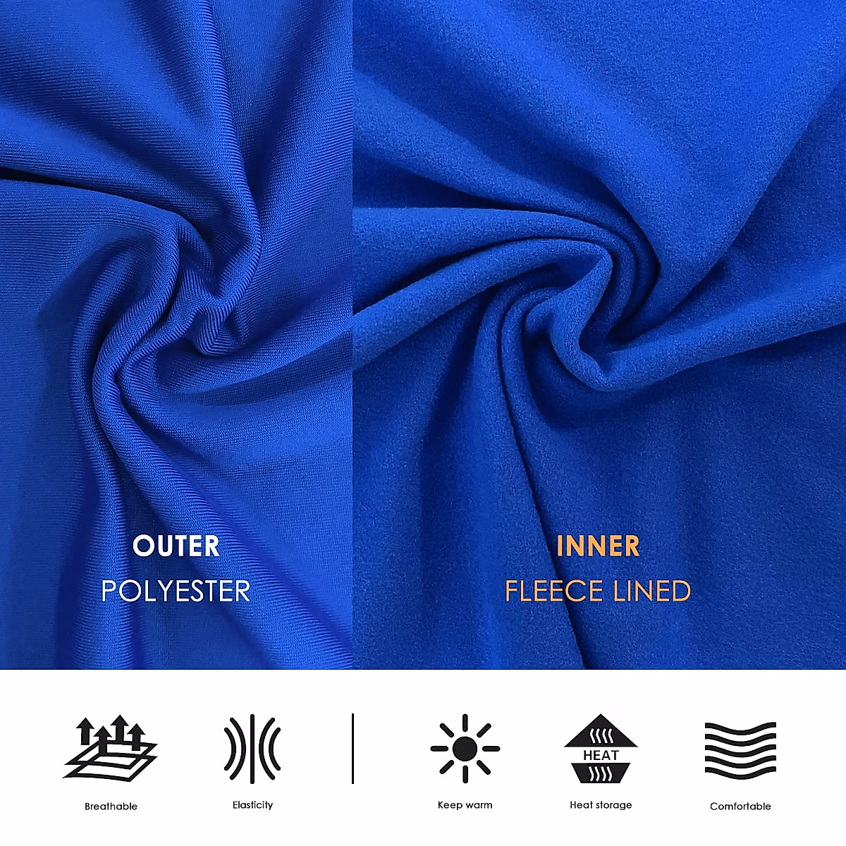 LEAO Youth Boys Compression Shirt Long Sleeve Fleece Quick Dry Sports Baselayer Soccer Baseball Basketball Undershirt Royal L