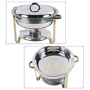 Chafing Dish Buffet Set, Stainless Steel Chaffing Server Set, 4L Large Capacity Chaffing Warming Tray, Round Buffet Warmer Set for Brunches, Catering, Parties, Wedding