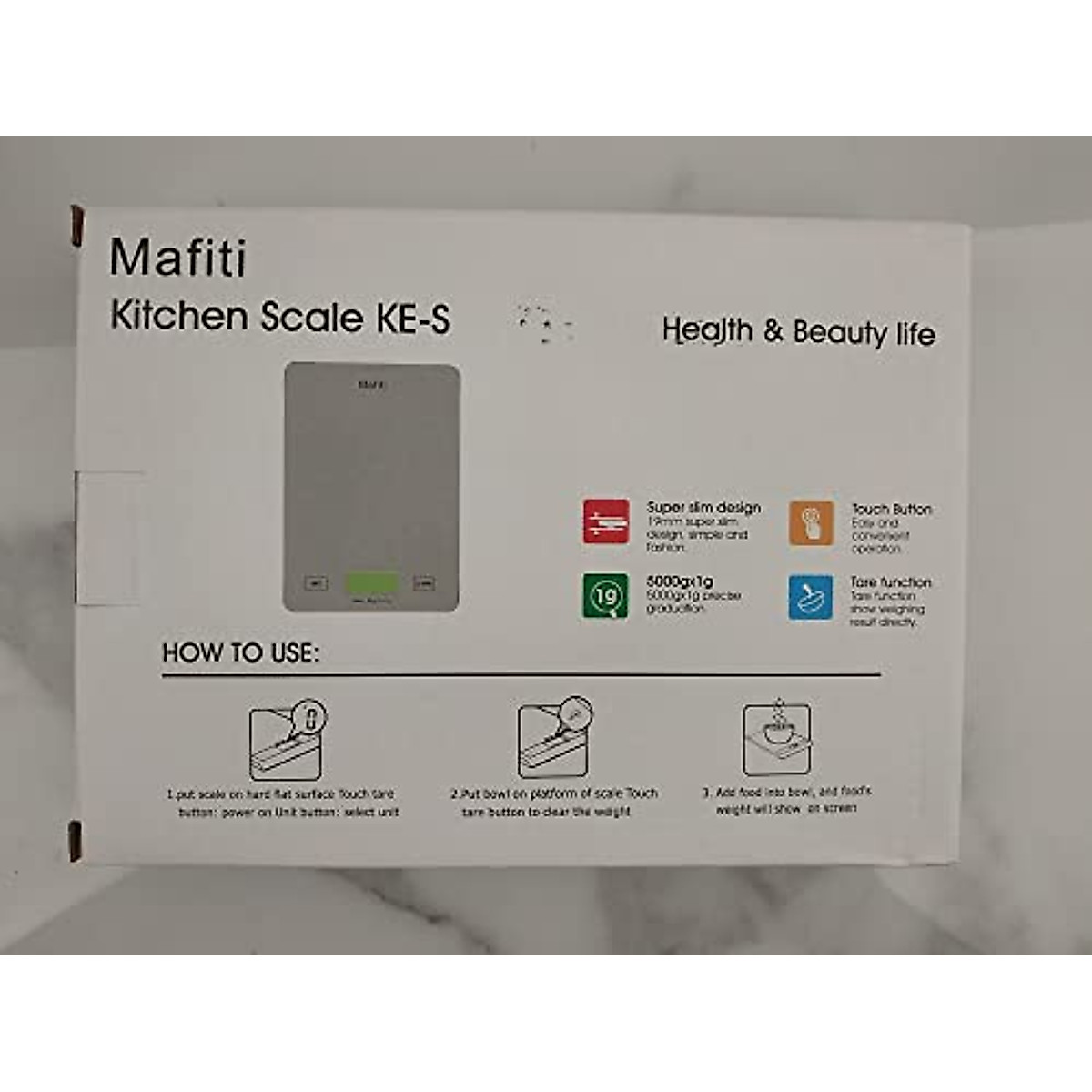 Kitchen Scale, Mafiti Digital Kitchen Scales 11lb/5kgX1g, Multifunction Measures in Kg, g, lb and OZ Digital Kitchen Weight for Food, Cooking and Baking，LCD Display（Silver）