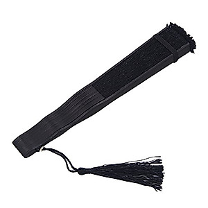 Meifan Womens Multi Color Handmade Cotton Lace Folding Hand Fan (Black-A)