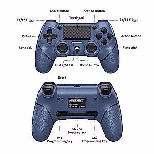 PS-4 Controller Dual-shock 4 Wireless Compatible for PS-4/Pro/Slim/Wireless Play-Station 4 Controller with paddles PS-4 Remote Controller for PC 6-Axis Motion Sensor Turbo，1000mAh