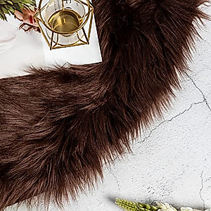 HYSEAS Faux Sheepskin Fur Area Rug Brown, 2x3 Feet, Fluffy Soft Fuzzy Plush Shaggy Carpet Throw Rug for Indoor Floor, Sofa, Chair, Bedroom, Living Room, Home Decoration