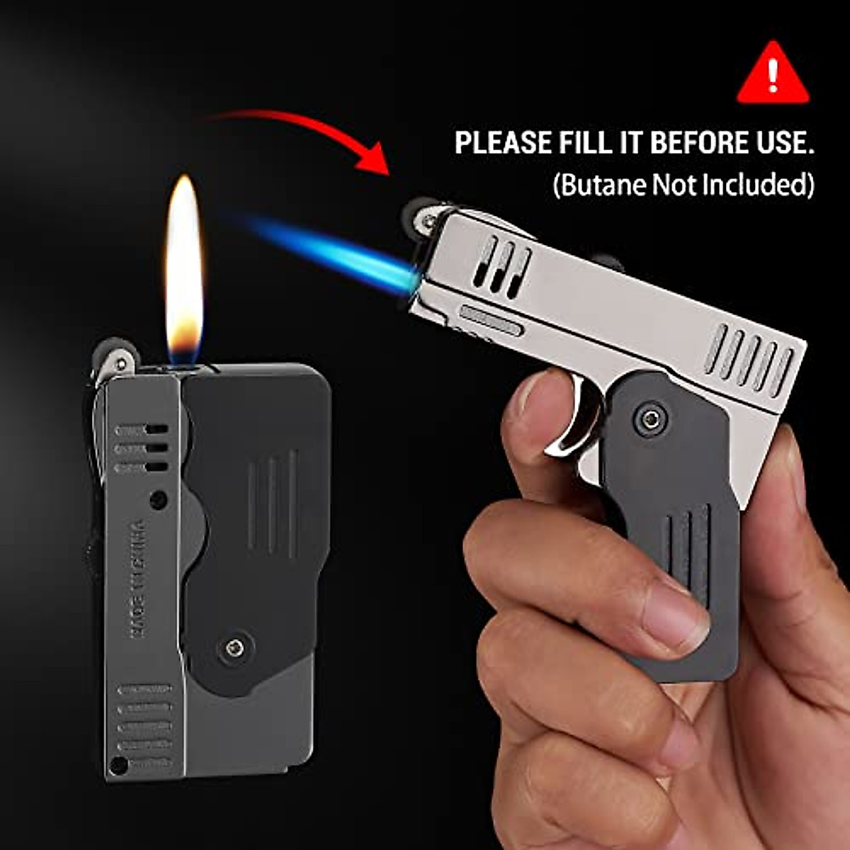 Morisk Torch Lighter Switchable Soft / Jet Flame, Butane Pipe Lighter Refillable with Lockable Function, Cool Foldable Lighters Unique Gift for Men(Butane Not Included)