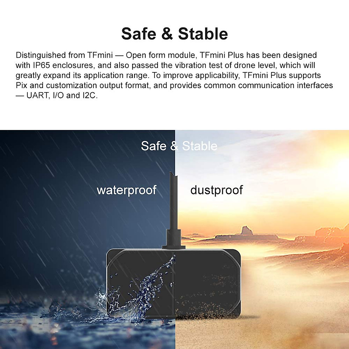 youyeetoo TFmini Plus Lidar Sensor Module Single-Point Ranging Module 0.1-12m Measurement Range Distance, for Drone Industrial Sensing Robot Smart Home Support I/O, UART and I2C