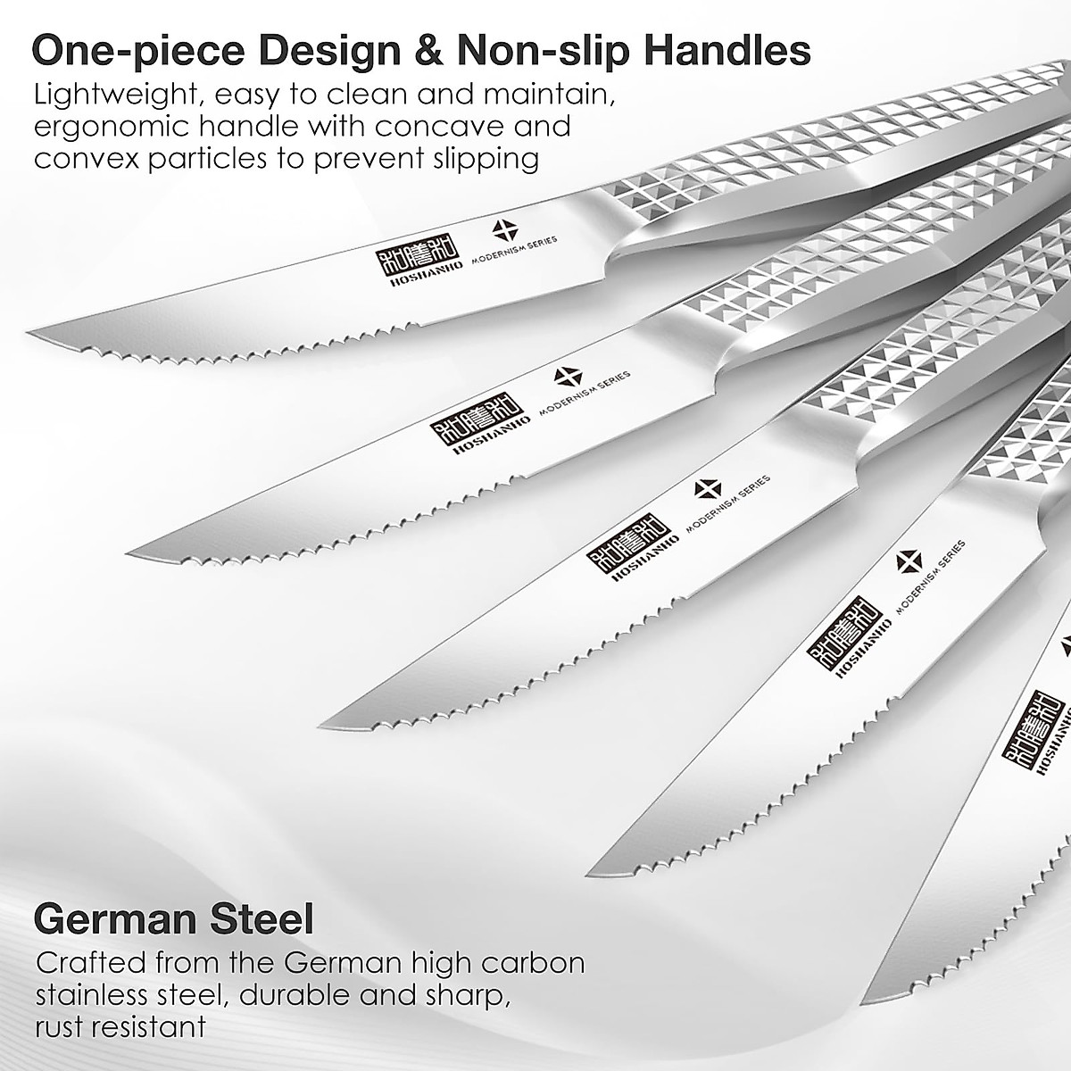 HOSHANHO 8 Pieces Knife Set with Magnetic Knife Holder, Ultra Sharp Stainless Steel Kitchen Knives Set, Professional Chef Knife Sets with Ergonomic Handle