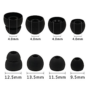 ALXCD Ear Tip for LG HBS Series Earphone, SML & Double Flange Silicone Replacement Earbud Gel Tip, Fit for LG HBS-750 770 800 810 900 910 Tone Pro Ultra Plus (Not for 1100)[4 Pair](Black)