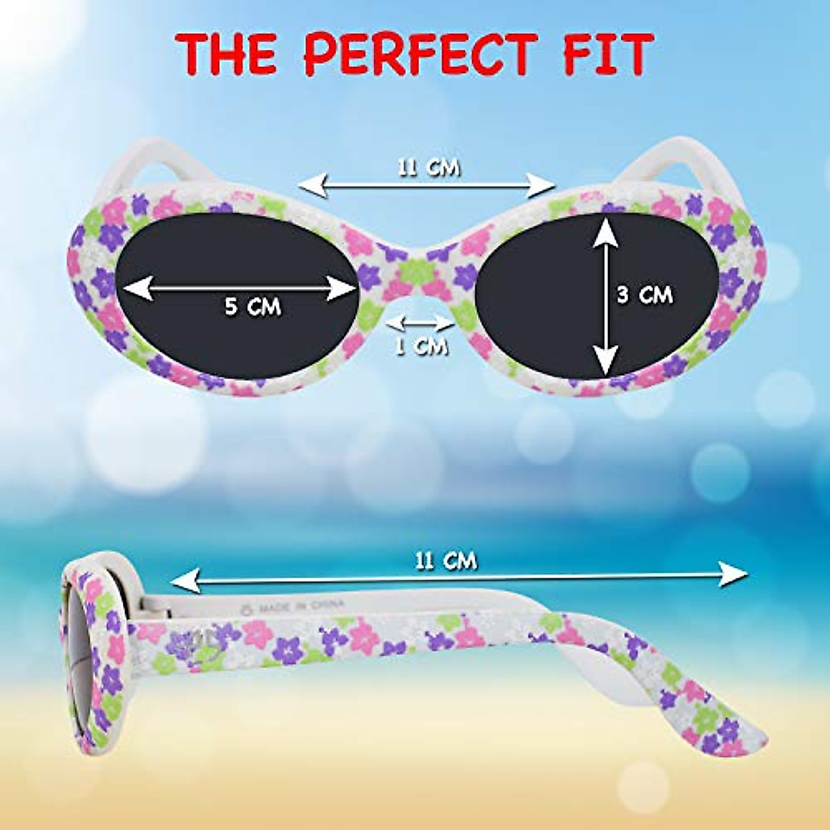 Optix 55 Baby Sunglasses, 100% UV Protection Infants & Toddlers Sunglasses, Smoked Lenses Reduces Glare for Ages 0-12 Month to 3 Years - Rubber Injected Frame with Matching Pouch (White, Smoked)