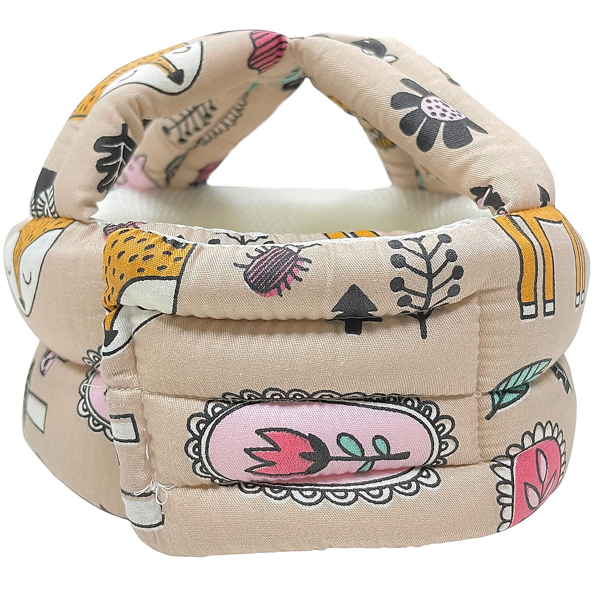 IULONEE Toddler Infant Helmet & Baby Knee Pads 3 Pairs, No Bump Safety Head Cushion Bumper Bonnet Adjustable Protective Cap Breathable Mesh Child Safety Hat for Running Walking Crawling (Pink Forest)