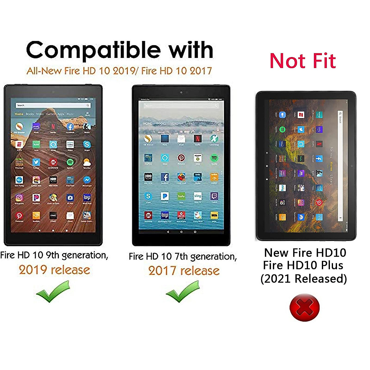 (3 Pack) TiKeDa Screen Protector for Amazon Fire HD 10 2019 Tablet 10.1 inch (9th and 7th Generation, 2019 and 2017 Release) Tempered Glass Screen Protector Not fit Fire HD 10 2021 Version