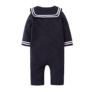 XM Nyan May's Baby Boys Nautical Sailor Navy Long Sleeve Jumpsuit and Hat