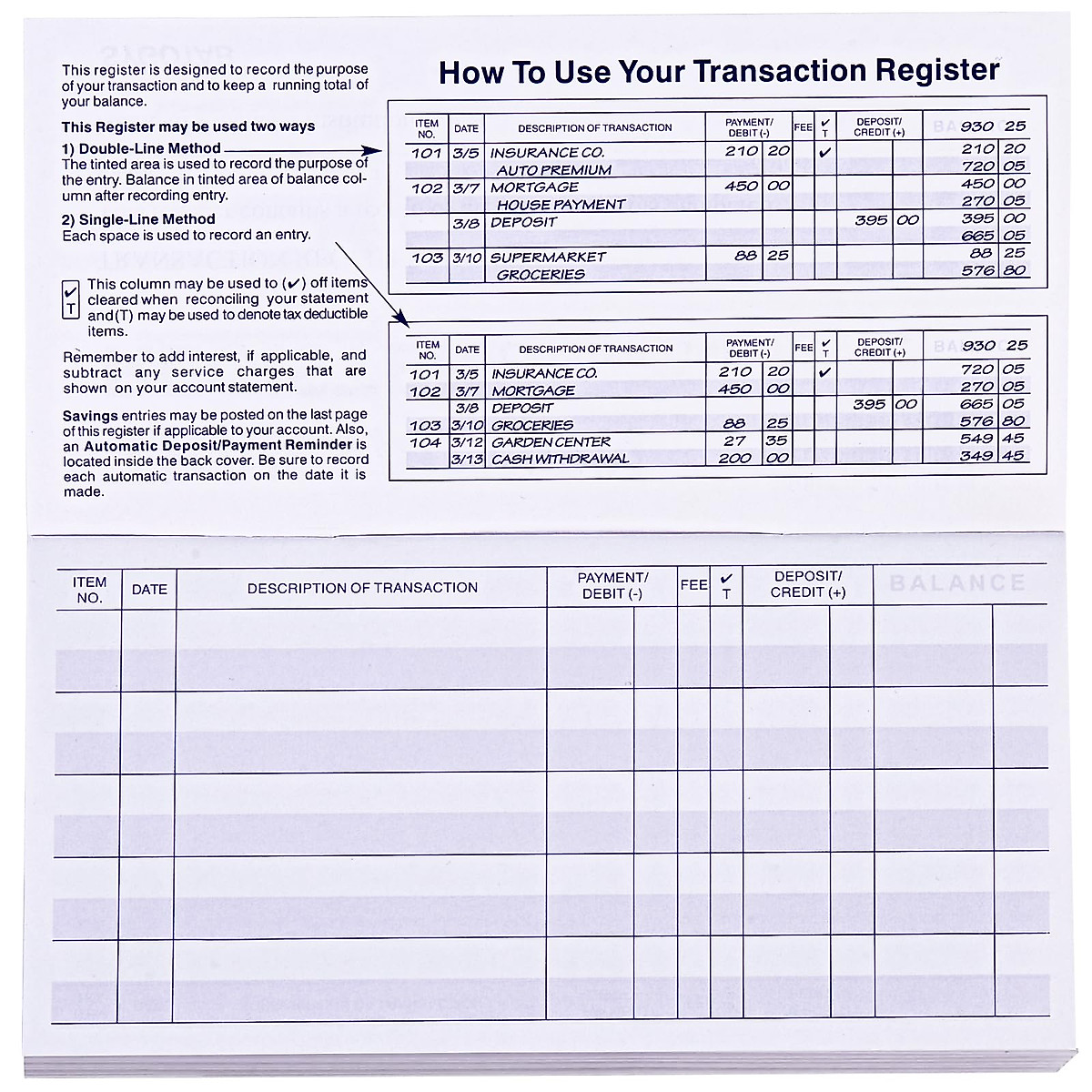 24PCS Larger Lines Check registers for Personal Checkbook