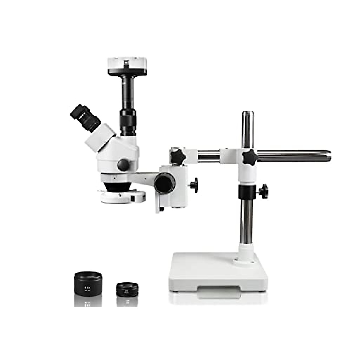Vision VS-3FZ-IFR07-5N Trinocular Zoom Stereo Microscope | 10x WF Eyepiece |0.7X—4.5X Zoom Range, 3.5X—90x Magnification, 0.5X & 2X Barlow Lens |144-LED Ring Light W Control, 5.0MP Digital Camera