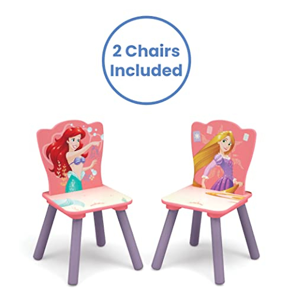 Delta Children Kids Table and Chair Set with Storage (2 Chairs Included) - Ideal for Arts & Crafts, Snack Time, Homeschooling, Homework & More, Disney Princess