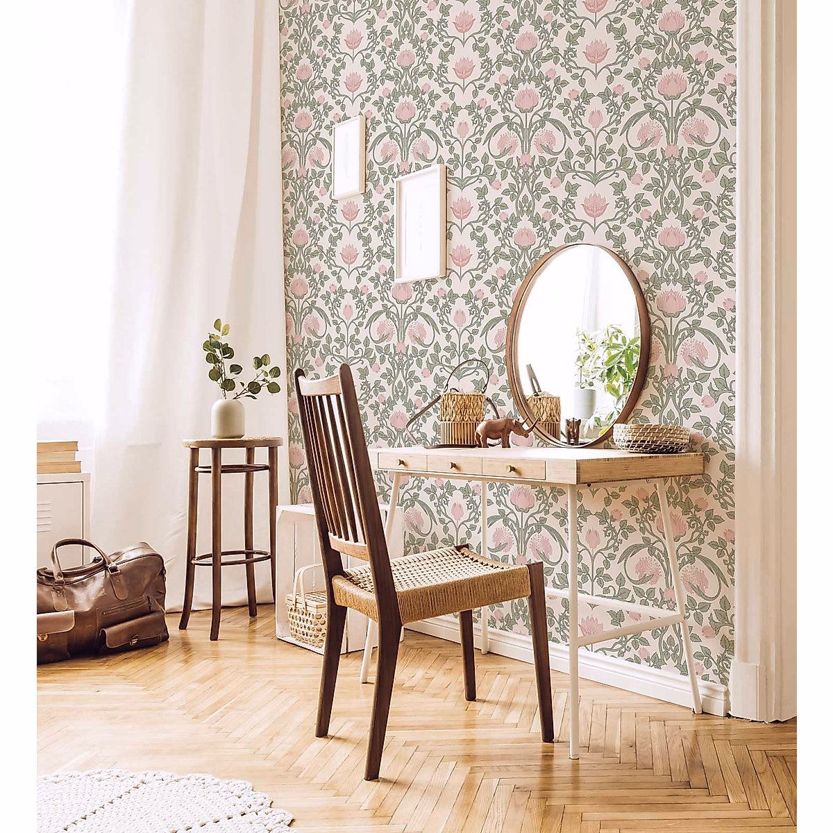YXTII Floral Peel and Stick Wallpaper Pink Wallpaper Retro Wallpaper Victorian Wallpaper Self Adhesive Wallpaper for Bedroom Decorative Self Adhesive Shelf Drawer Liner