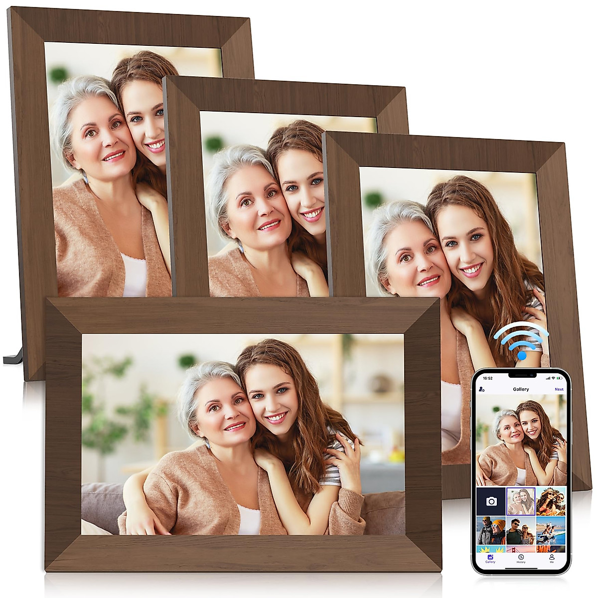 MaxAngel 4 Pack Digital Photo Frame 10.1 Inch WiFi Electronic Picture Frame IPS Touch Screen HD Display 32GB Storage SD Card Slot Auto-Rotate Slideshow Share Videos Photos Remotely Via Uhale App