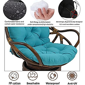 Swivel Rocker Chair Cushion 120x60cm, Washable & UV-Resistant Rocking Replacement Chair Pads, Cushion Mat for Recliner Rocking Rattan Chair Garden Seat Cushion Sofa Tatami Mat, No Chair