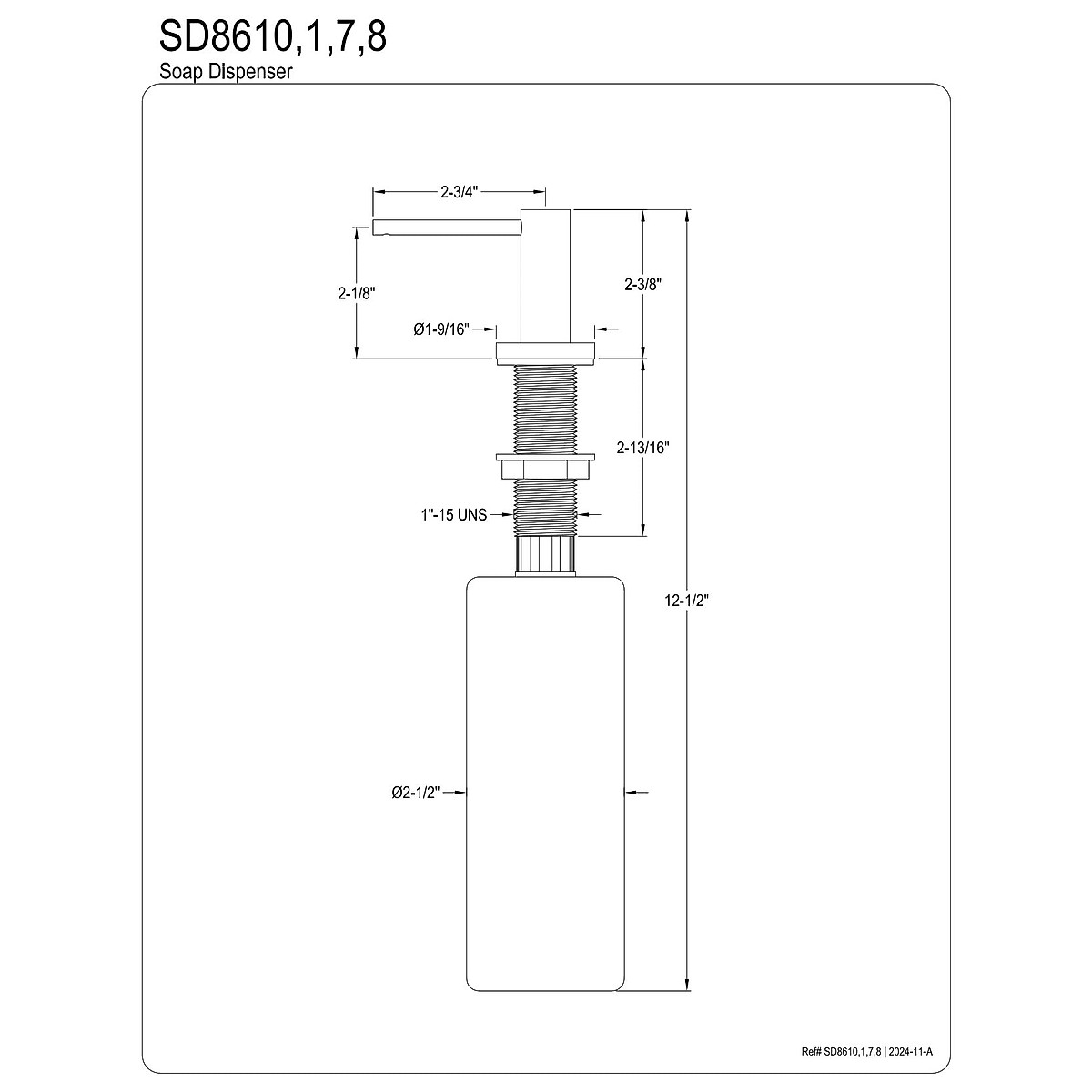 Kingston Brass SD8611 Elinvar Stainless Steel Nozzle Soap Dispenser, 17 oz, Polished Chrome
