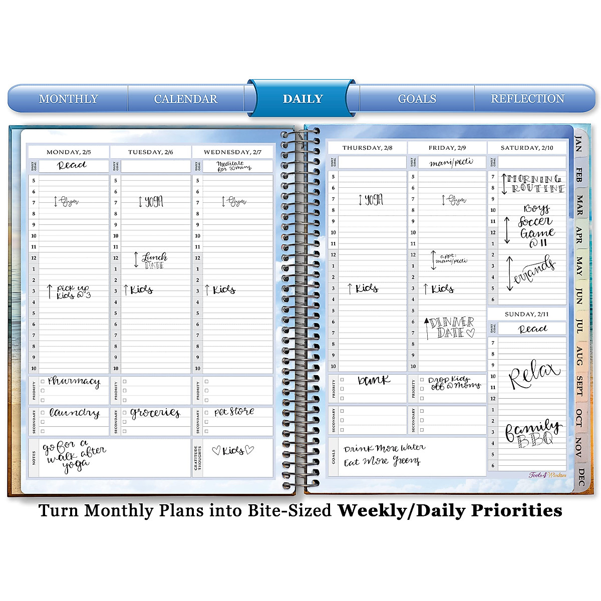 Tools4Wisdom 2024 Planner - 15 Month October 2023 thru Dec 2024 Planner - 8.5x11 Hardcover