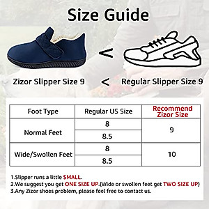 Zizor Mens Slipper, House Shoes for Diabetic, Men Gifts, Memory Foam, Indoor Outdoor, Winter Ankle Pantuflas with Rubber Sole (Navy Blue, Size 11)