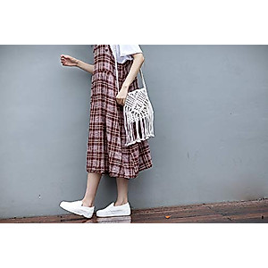 Donalworld Women Tassel Shoulder Bag Bohemian Beach Crochet Messenger Bags White