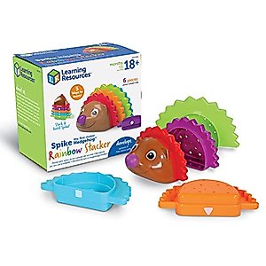 Learning Resources Spike the Fine Motor Hedgehog Rainbow Stackers - 6 Pieces, Ages 18+ months Stacking & Counting Toy for Toddlers, Montessori Toys