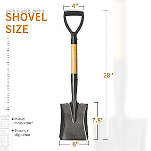NC Small Garden Shovel, Kids Beach Shovel ,Shovel for Digging 28-inch with Wood Handle, Kids Snow Shovel,Mini Square Shovel ,Shovels for Gardening with D- Handle Gardening Tools, 28inch