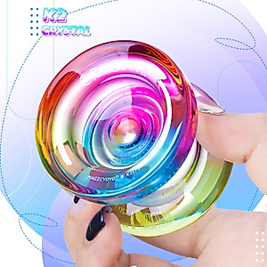 MAGICYOYO K2 Responsive Yoyo for Kids 8-12, Professional Yo yo for Beginners, Plastic Dual Function Yo-Yo with 12 Yoyo Strings, Yo-yos Case Bag + Yoyos Accessory Kit (Blue Pink Yellow Gradient)