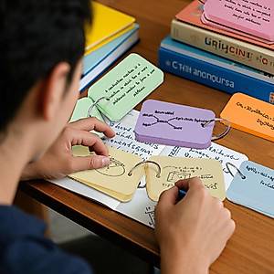 Koogel 480 Pcs Colored Index Cards, 3 x 5 Inch Study Cards Colored Notecards on Ring Flash Cards for School Learning Memory Recipe Cards Game Card