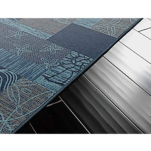Brumlow MILLS Ocean Collage Sea Shell Print Area Rug for Living Room, Dining Room, Kitchen, Bedroom and Contemporary Home Décor, 30" x 46", Blue
