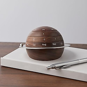 2024 Wood Desk Calendar, Rustic Perpetual Office Accessory & Creative Earth Desktop Decoration, Ideal Calendar Christmas Gift,Unique Mens Desk Accessories (A)